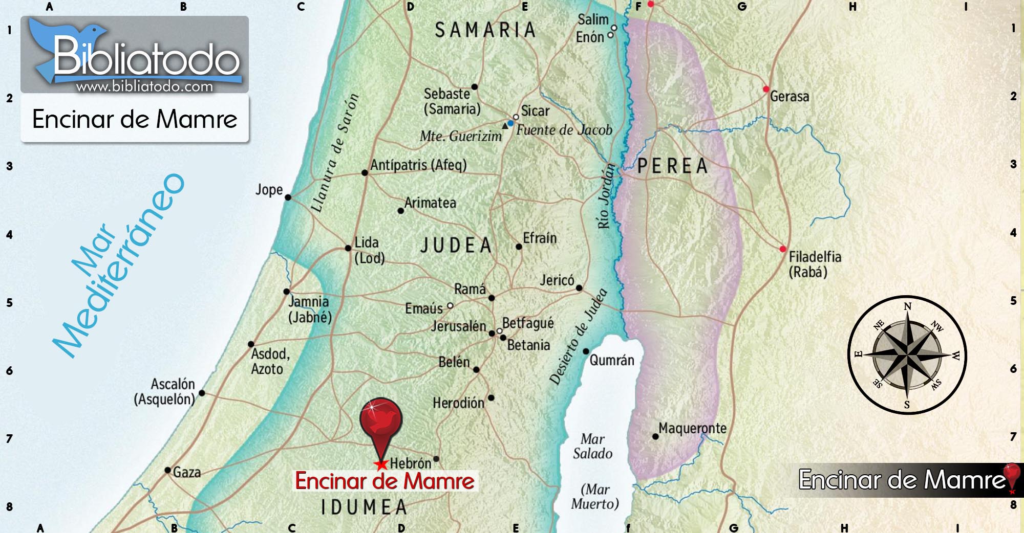Encina de Mamre: fuerza o vigor - Mapa y Ubicación Geográfica