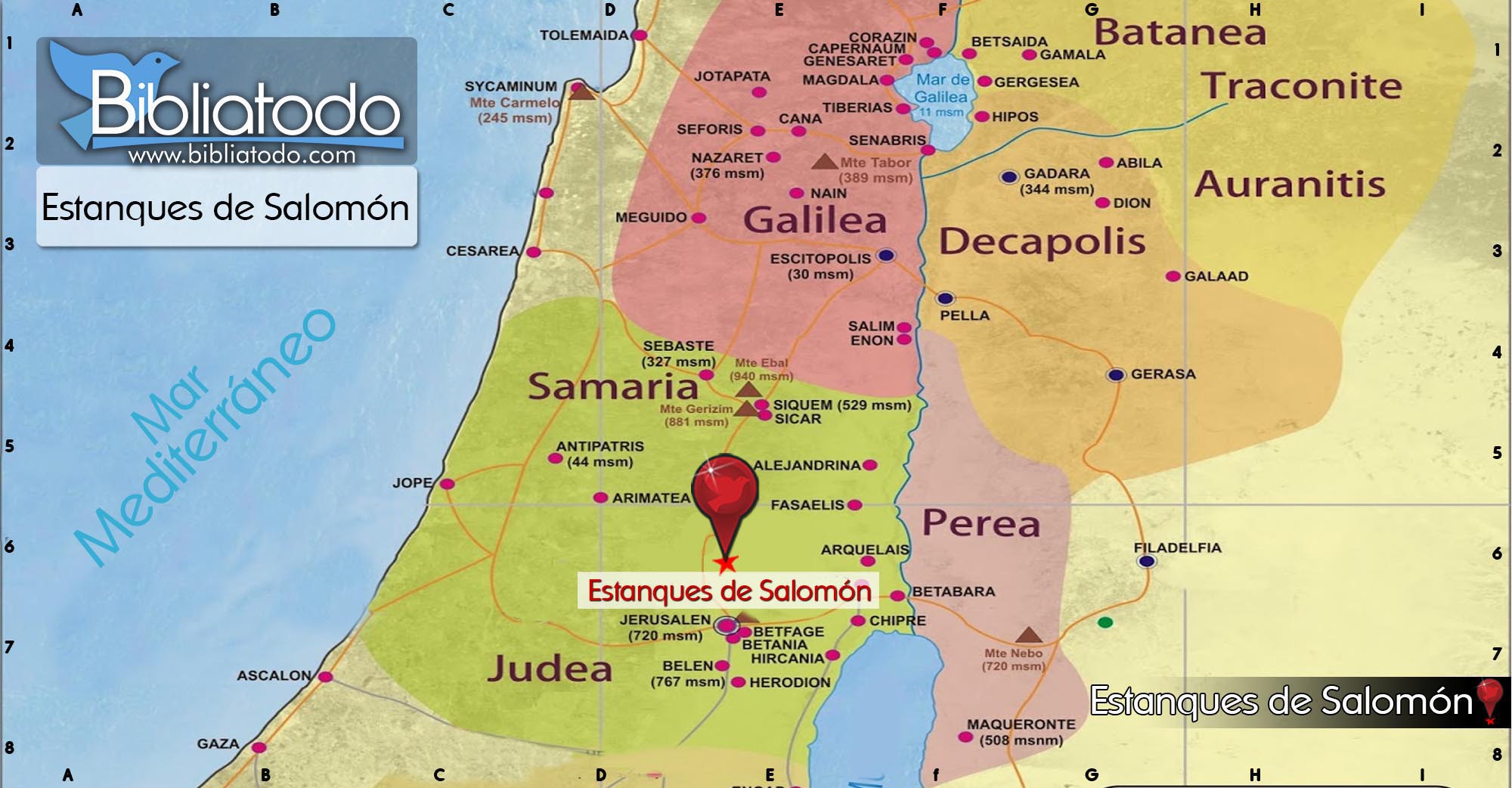 Estanques de Salomón - Mapa y Ubicación Geográfica