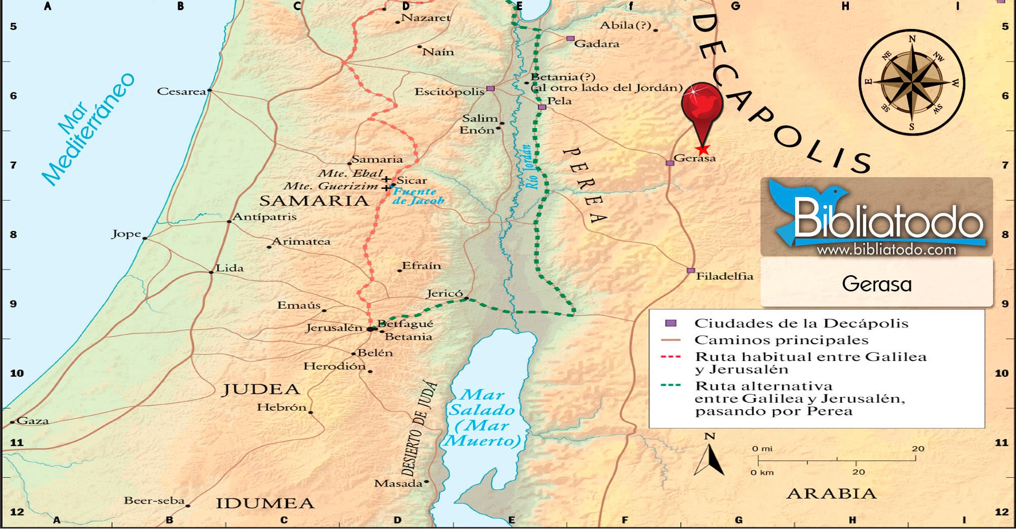 Gerasa - Mapa y Ubicación Geográfica