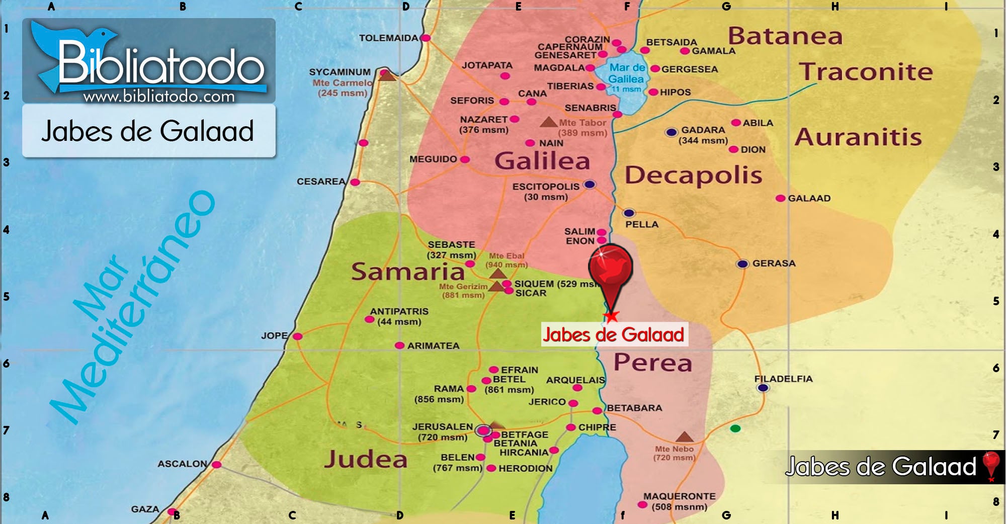 Jabes de Galaad - Mapa y Ubicación Geográfica