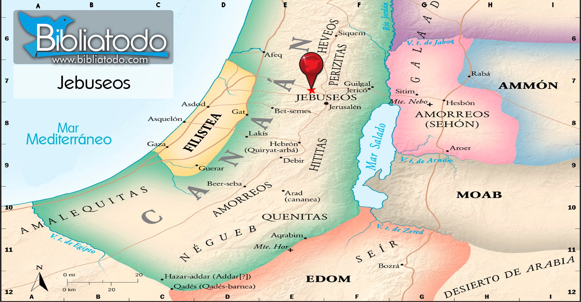 Jebuseos - Mapa y Ubicación Geográfica