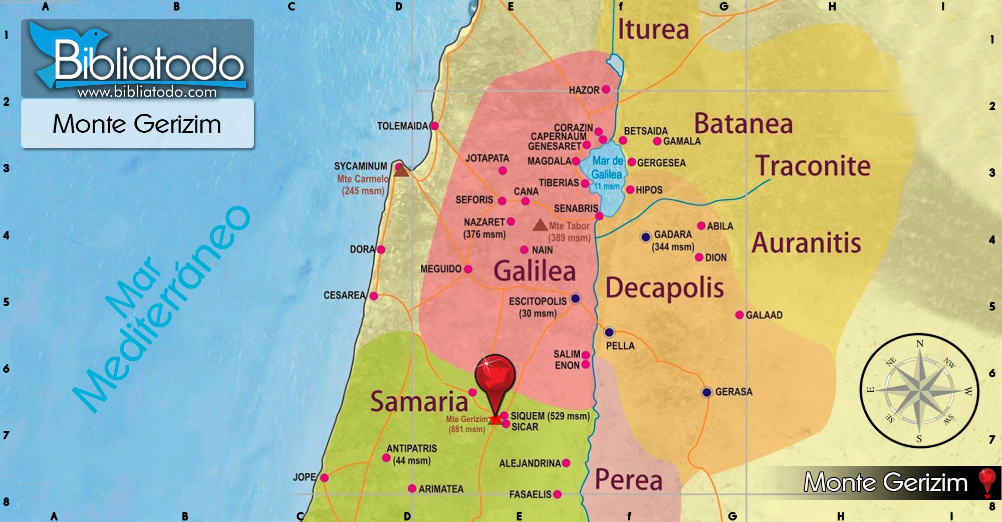 Monte Gerizim - Mapa y Ubicación Geográfica