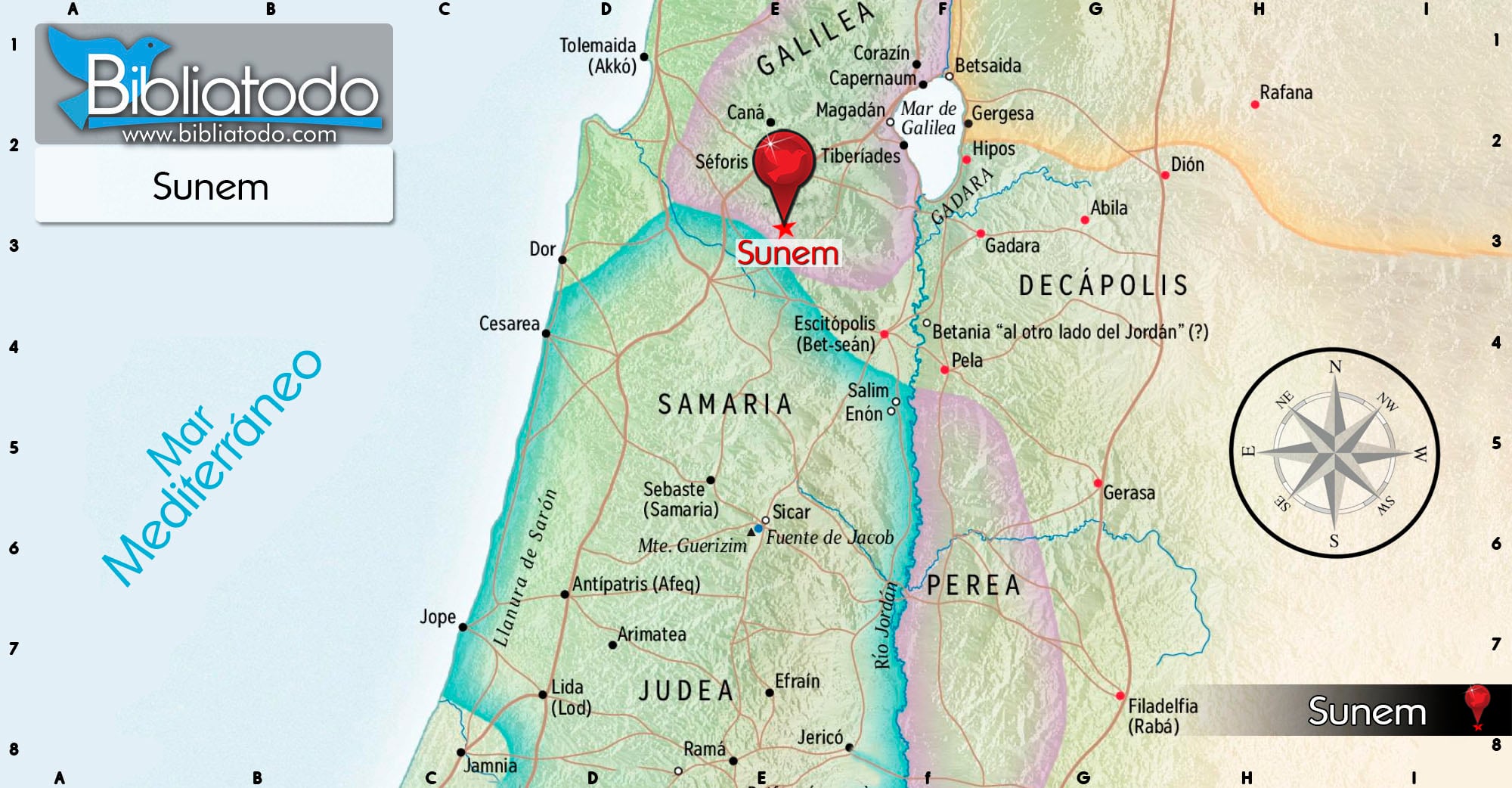 Sunem: dos lugares de reposo - Mapa y Ubicación Geográfica